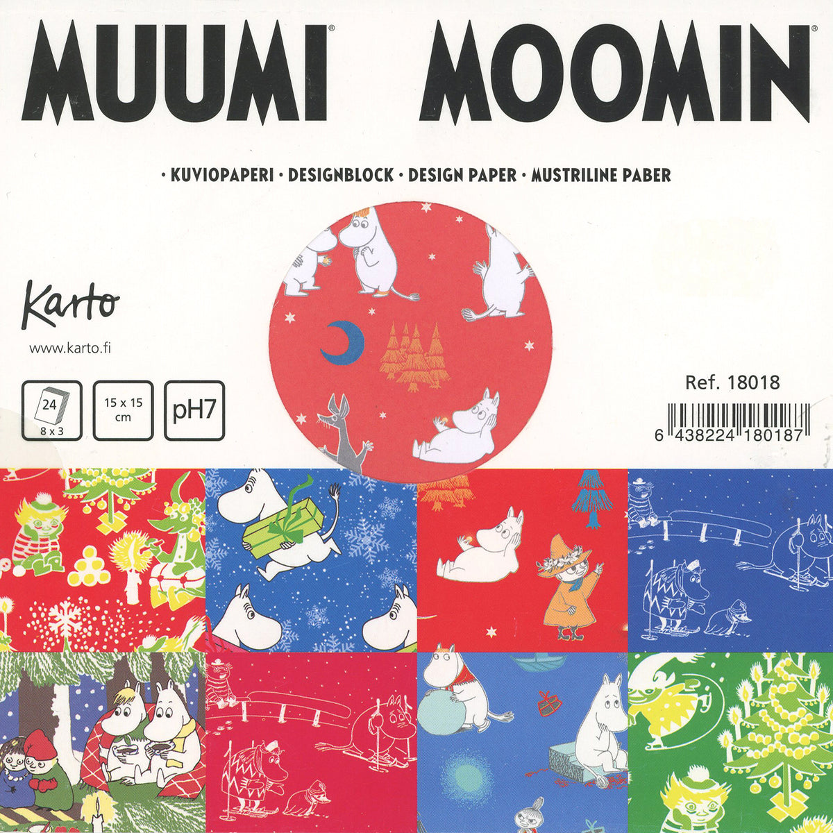 Kuviopaperi joulu, Muumi 15 x 15 cm– Korttikauppa.fi